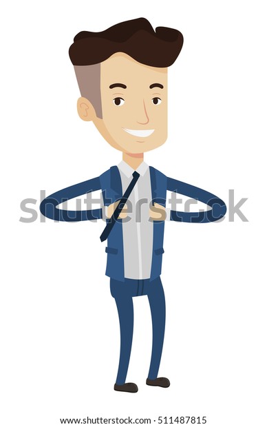 Happy Businessman Opening His Jacket Like Stock Vector (Royalty Free ...