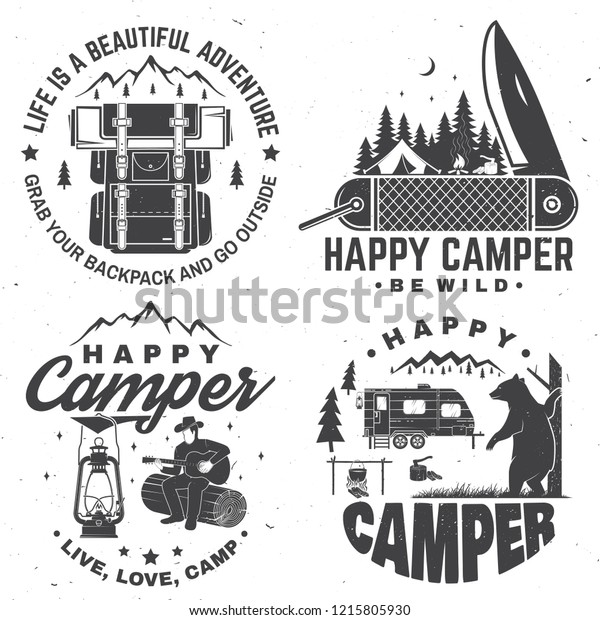 Happy Camper Vector Illustration Concept Shirt Stock Vector (Royalty ...