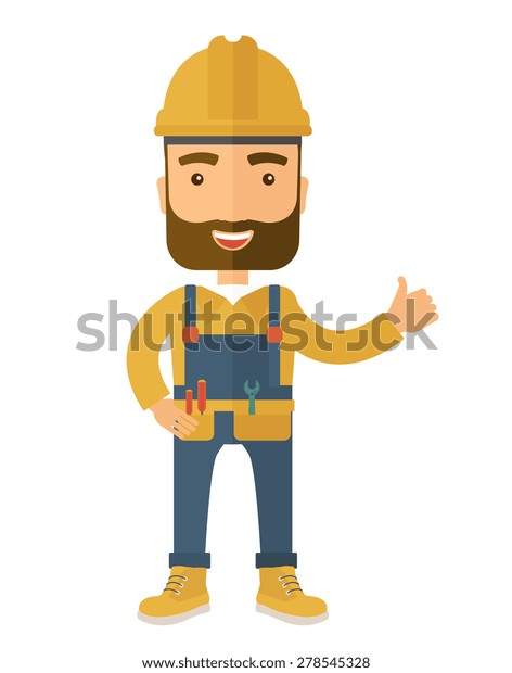 Happy Carpenter Standing Wearing Hard Hat Stock Vector (Royalty Free ...