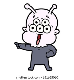Happy Cartoon Alien Pointing Stock Vector (Royalty Free) 651685060 ...