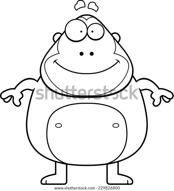 Happy Cartoon Ape Standing Smiling Stock Vector (Royalty Free ...