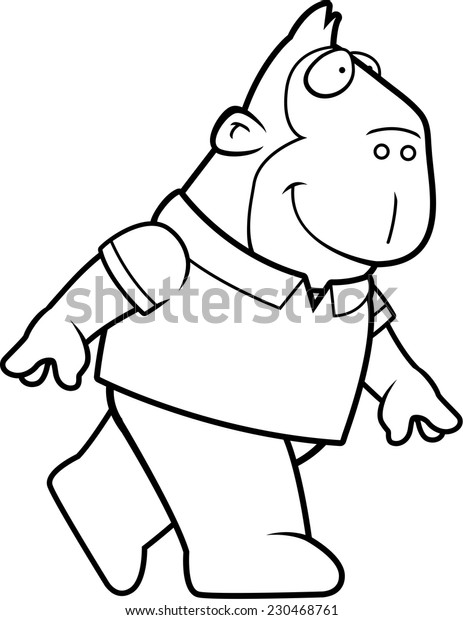 Happy Cartoon Ape Walking Smiling Stock Vector (Royalty Free) 230468761 ...