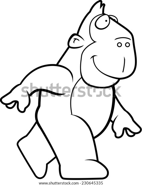 Happy Cartoon Ape Walking Smiling Stock Vector (Royalty Free) 230645335 ...