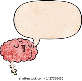 Happy Cartoon Brain Speech Bubble Retro Stock Vector (Royalty Free ...