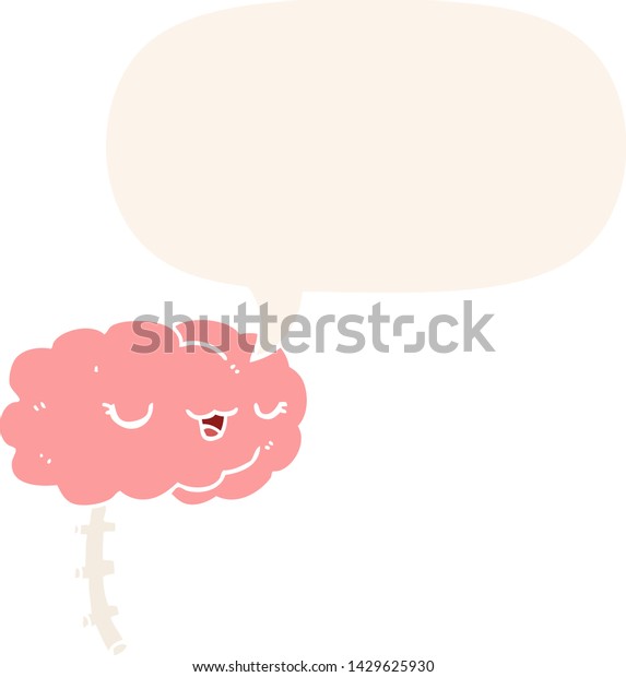 Happy Cartoon Brain Speech Bubble Retro Stock Vector (Royalty Free ...