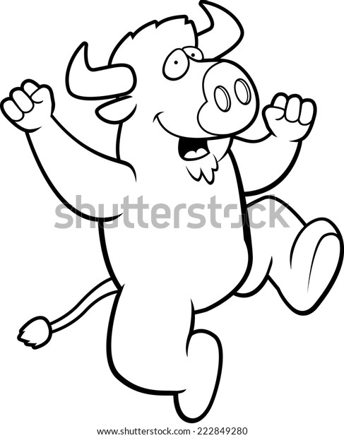 Happy Cartoon Buffalo Jumping Smiling Stock Vector (Royalty Free ...