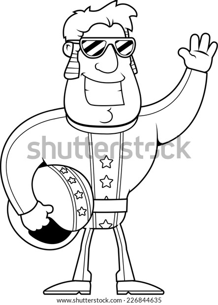Happy Cartoon Daredevil Waving Smiling: vector de stock (libre de ...