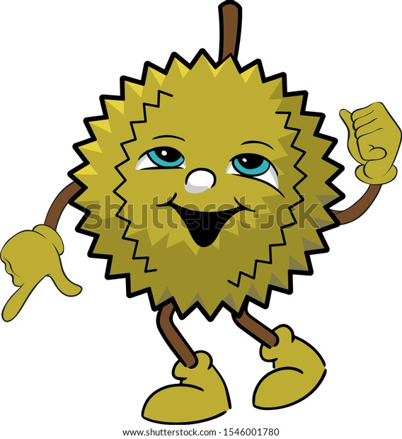 Vektor Stok Happy Cartoon Durian Dancing Pose Durian (Tanpa Royalti ...