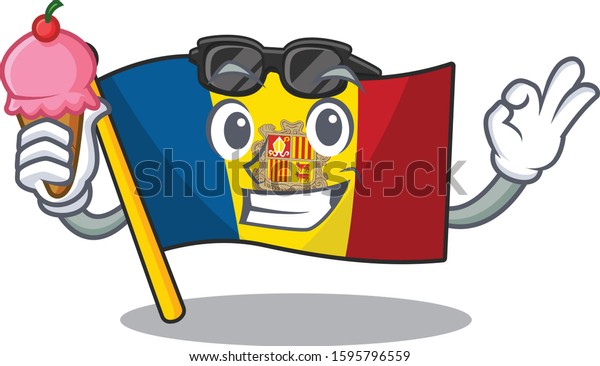 Happy Cartoon Flag Andorra Scroll Ice Stock Vector (Royalty Free ...