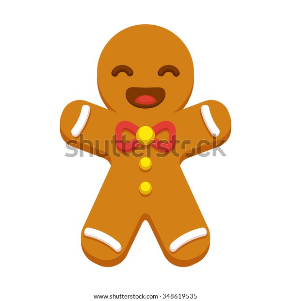 Happy Cartoon Gingerbread Man Cookie Christmas Stock Vector (Royalty ...