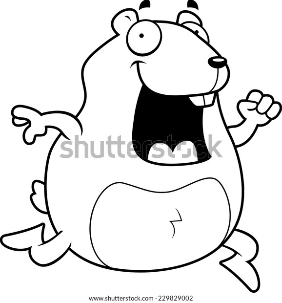 Happy Cartoon Hamster Running Smiling Stock Vector (Royalty Free ...
