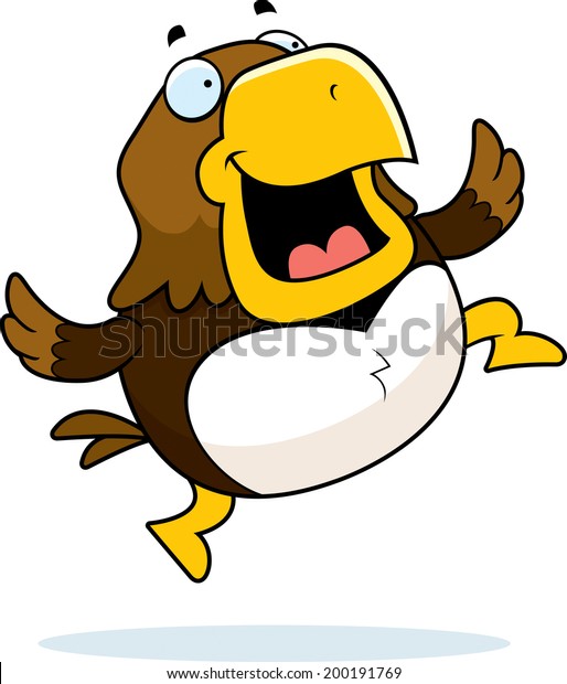 Happy Cartoon Hawk Jumping Smiling Stock Vector (Royalty Free ...