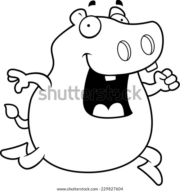 Happy Cartoon Hippo Running Smiling Stock Vector (Royalty Free ...
