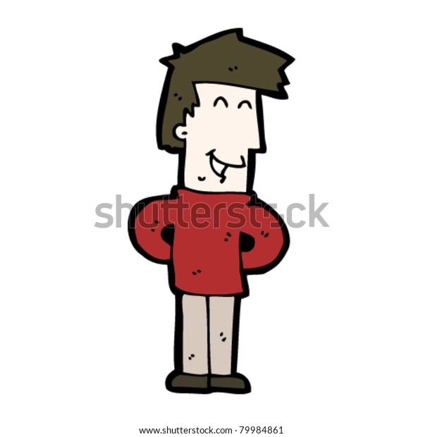 Happy Cartoon Man Hands Behind Back Stock Vector (Royalty Free ...