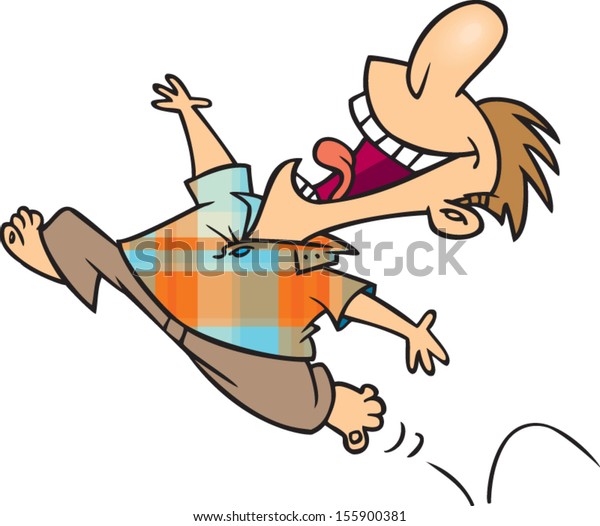 Happy cartoon man jumping