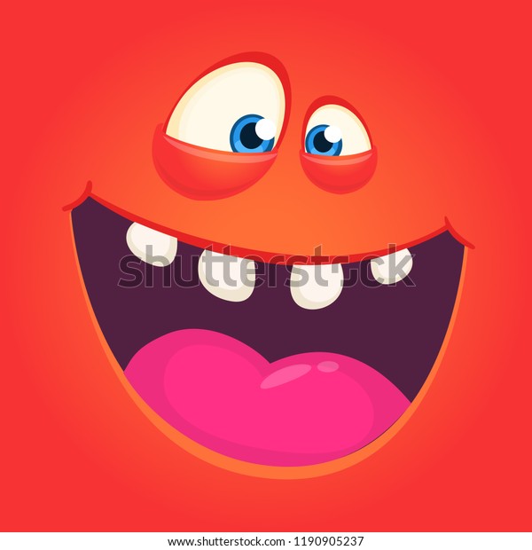 Happy Cartoon Monster Face Vector Halloween Stock Vector (Royalty Free ...
