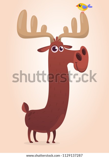 Happy Cartoon Moose Character Vector Moose Stock Vector (Royalty Free ...