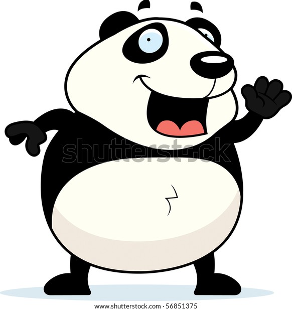Happy Cartoon Panda Waving Smiling Stock Vector (Royalty Free) 56851375 ...
