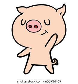 Happy Cartoon Pig Waving Stock Vector (Royalty Free) 650934469 ...