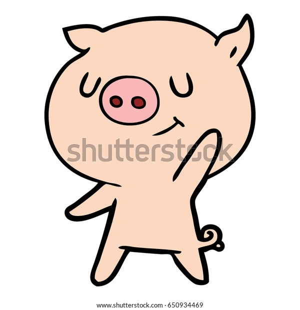 Happy Cartoon Pig Waving Stock Vector (Royalty Free) 650934469 ...