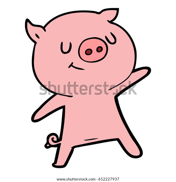 Happy Cartoon Pig Waving Stock Vector (Royalty Free) 652227937 ...