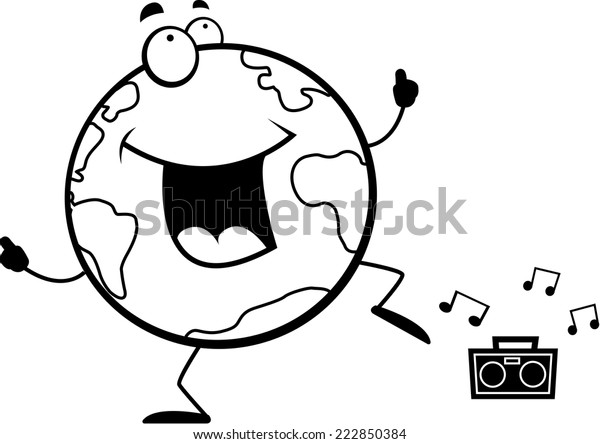 Happy Cartoon Planet Earth Dancing Smiling Stock Vector (Royalty Free ...