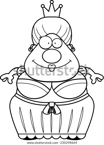 Happy Cartoon Queen Standing Smiling Stock Vector (Royalty Free ...