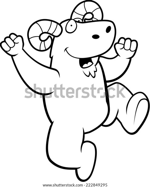 Happy Cartoon Ram Jumping Smiling Stock Vector (Royalty Free) 222849295 ...