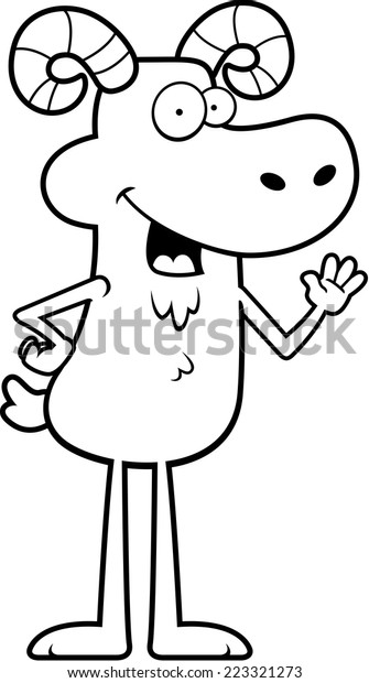 Happy Cartoon Ram Waving Smiling Stock Vector (Royalty Free) 223321273 ...