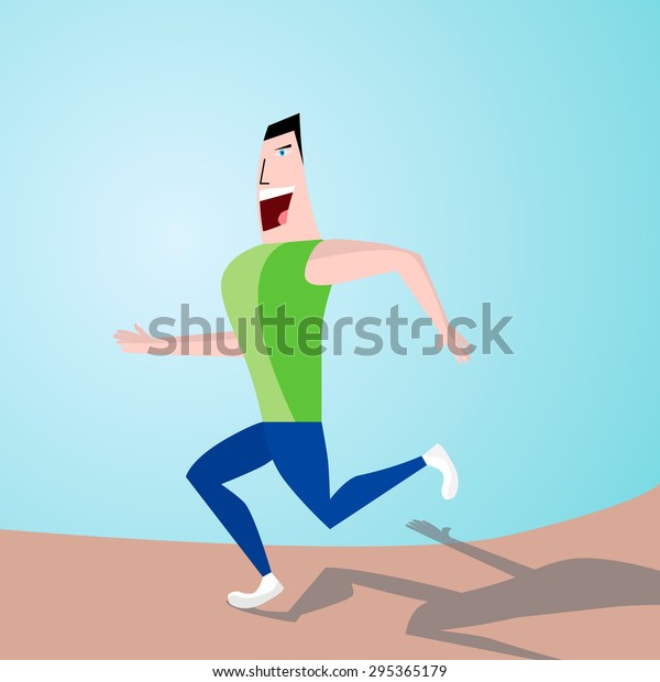 Happy Cartoon Runner Vector Illustration Flat Stock Vector (Royalty ...