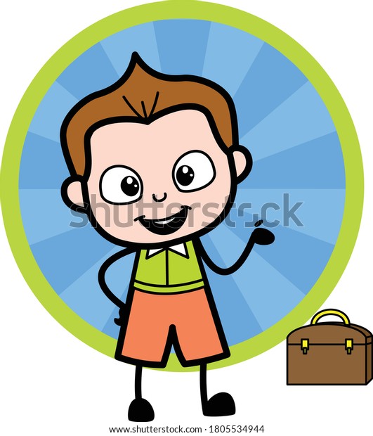 Happy Cartoon Schoolboy Presenting Vector Illustration Stock Vector ...