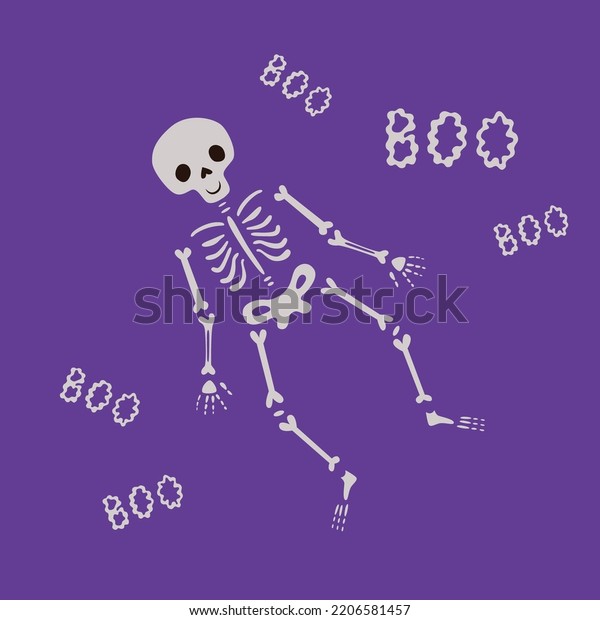 Happy Cartoon Skeleton Simple Flat Illustration Stock Vector (Royalty ...