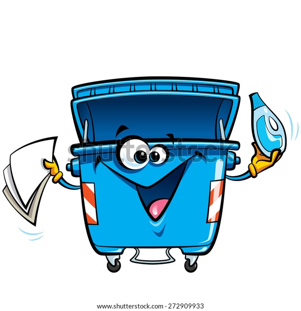 Happy Cartoon Smiling Recycle Garbage Bin Stock Vector (Royalty Free ...