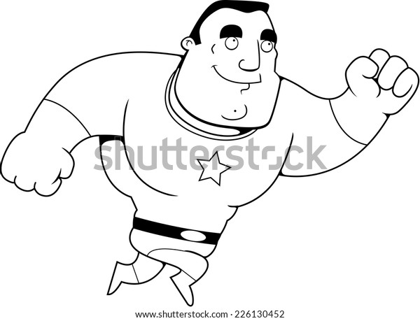 Happy Cartoon Superhero Jumping Smiling Stock Vector (Royalty Free ...