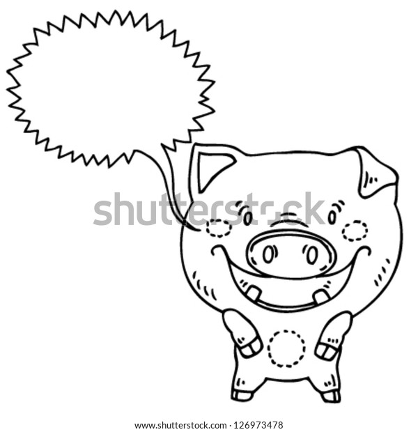 Happy Cartoon Talking Pig Stock Vector (Royalty Free) 126973478 ...