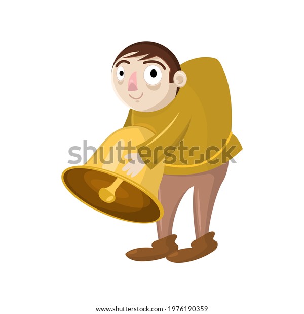 Happy Cartoon Vector Hunchback Holding Bell Stock Vector (Royalty Free ...