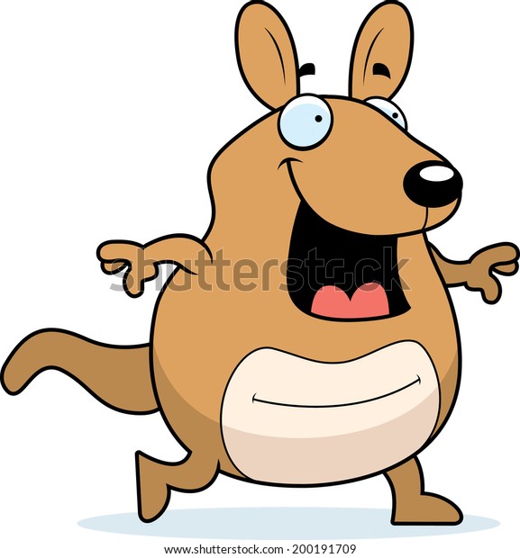 Happy Cartoon Wallaby Walking Smiling Stock Vector (Royalty Free ...