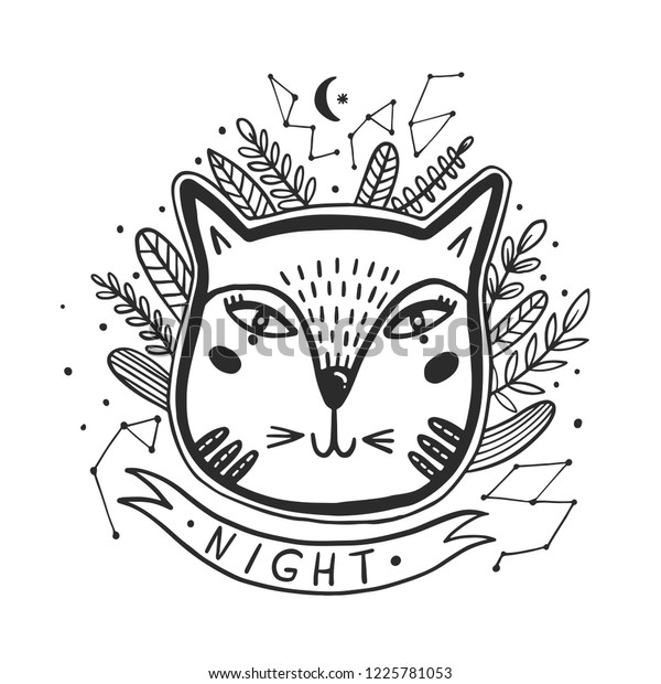 Happy Cat Drawing Style Drawing Doodle Stock Vector (Royalty Free ...