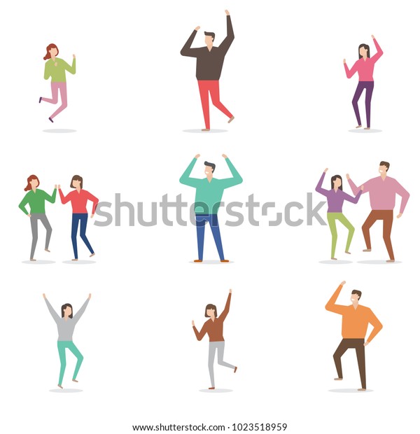 Happy Cheerful Characters Various Poses Illustration Stock Vector ...