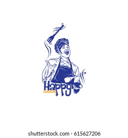 Happy Chef Cooking Logo Vector Isolated: เวกเตอร์สต็อก (ปลอดค่า ...