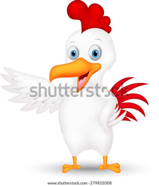 Happy Chicken Cartoon Presenting Stock Vector (Royalty Free) 279810308 ...