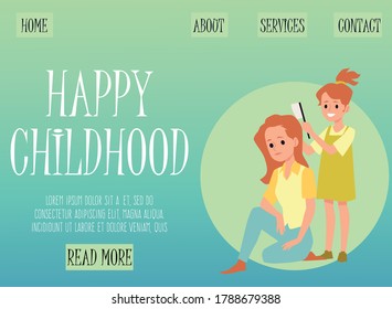 Happy Childhood Web Interface Cute Scene Stock Vector (Royalty Free ...