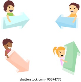 Happy Children Arrow Stock Vector (Royalty Free) 95694778