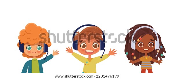 Happy Children Call Center Agents Avatars: Vector có sẵn (miễn phí bản ...