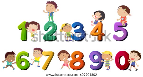 Happy Children Counting Numbers Illustration Stock Vector (Royalty Free ...