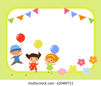 Happy Children Frame Stock Vector (Royalty Free) 620489711 | Shutterstock