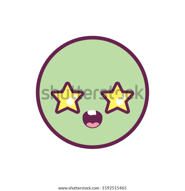 Happy Circle Cartoon Design Kawaii Expression Stock Vector (Royalty ...