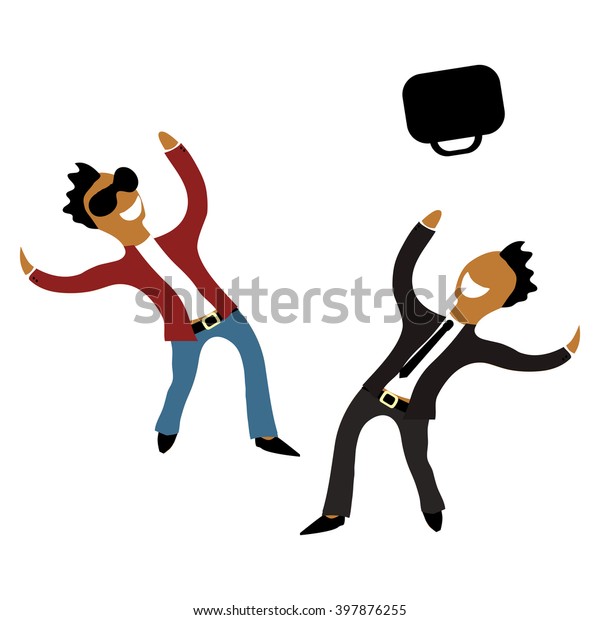 Happy Clerk Men Rejoice Dancing Men Stock Vector (Royalty Free ...
