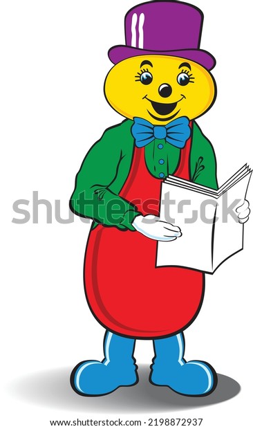 Happy Clown Reading Book Stock Vector (Royalty Free) 2198872937 ...