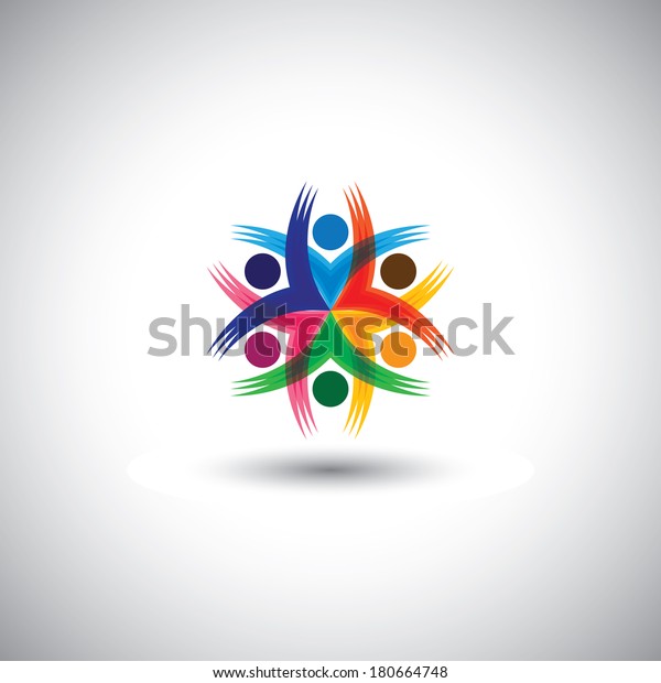 happy colorful employees & executives unity & diversity - vector ...
